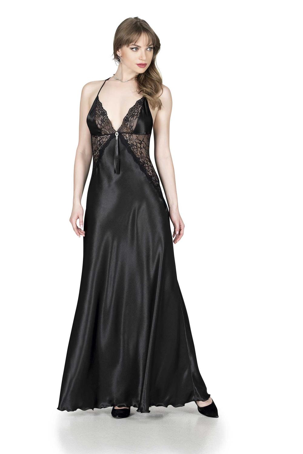 Kadın Anabel Siyah Uzun Saten Gecelik - 2975B - 563.55 TL + KDV